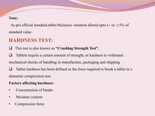 Quality control test of tablets | PPTX