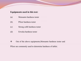 Quality control test of tablets | PPTX