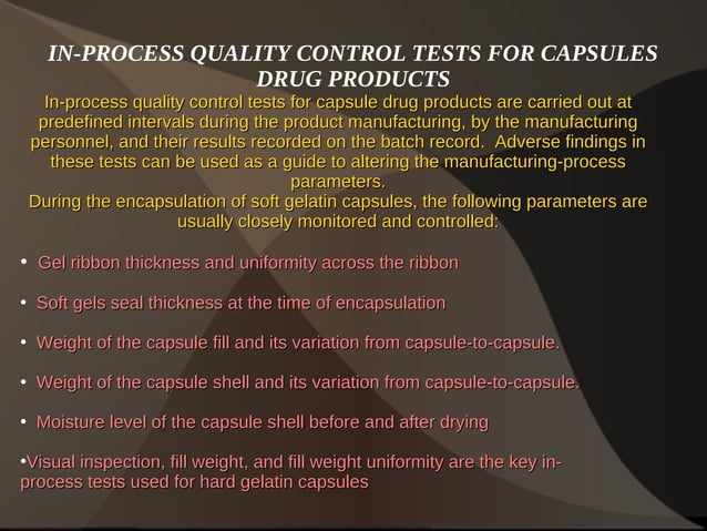 Soft capsules and Quality control tests | PDF | Pharmaceutical Drugs ...
