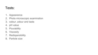 Quality control tests for liquid dosage forms | PPTX