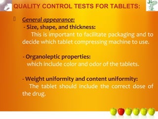 Quality control tests for tablets | PPT