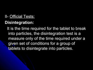 Quality Control Tests For Tablets and Capsules(QC) | PPT