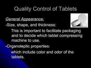Quality Control Tests For Tablets and Capsules(QC) | PPT
