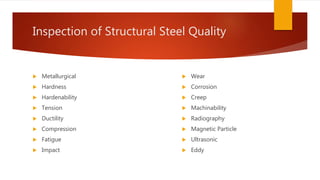 Quality Control- Timber & Structural Steel | PPTX