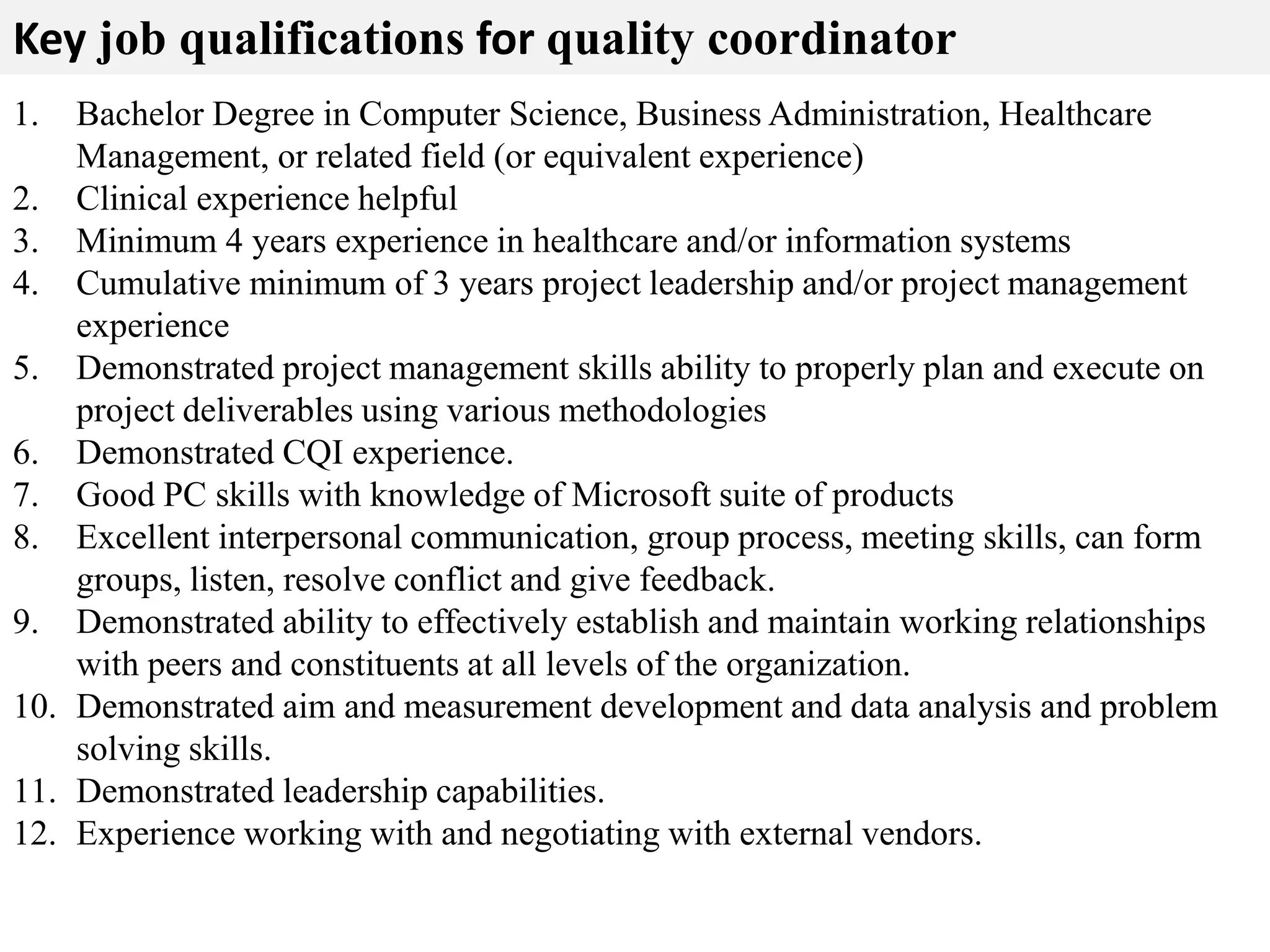 Quality coordinator job description | PPT