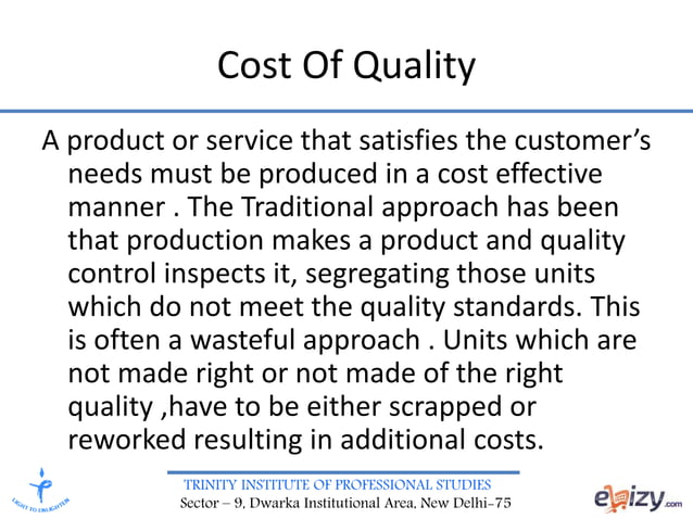 Production & Operations Management- Quality cost | PPTX