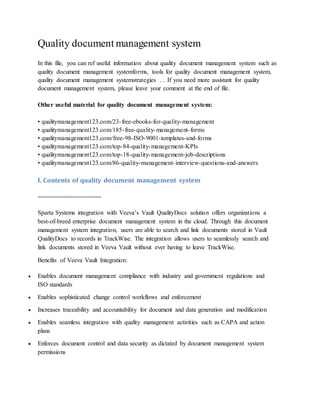 Quality document management system | DOCX