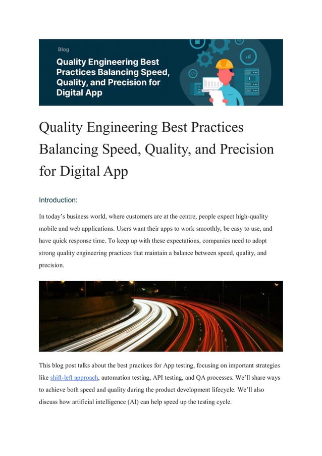 Quality Engineering Best Practices Balancing Speed, Quality, and ...