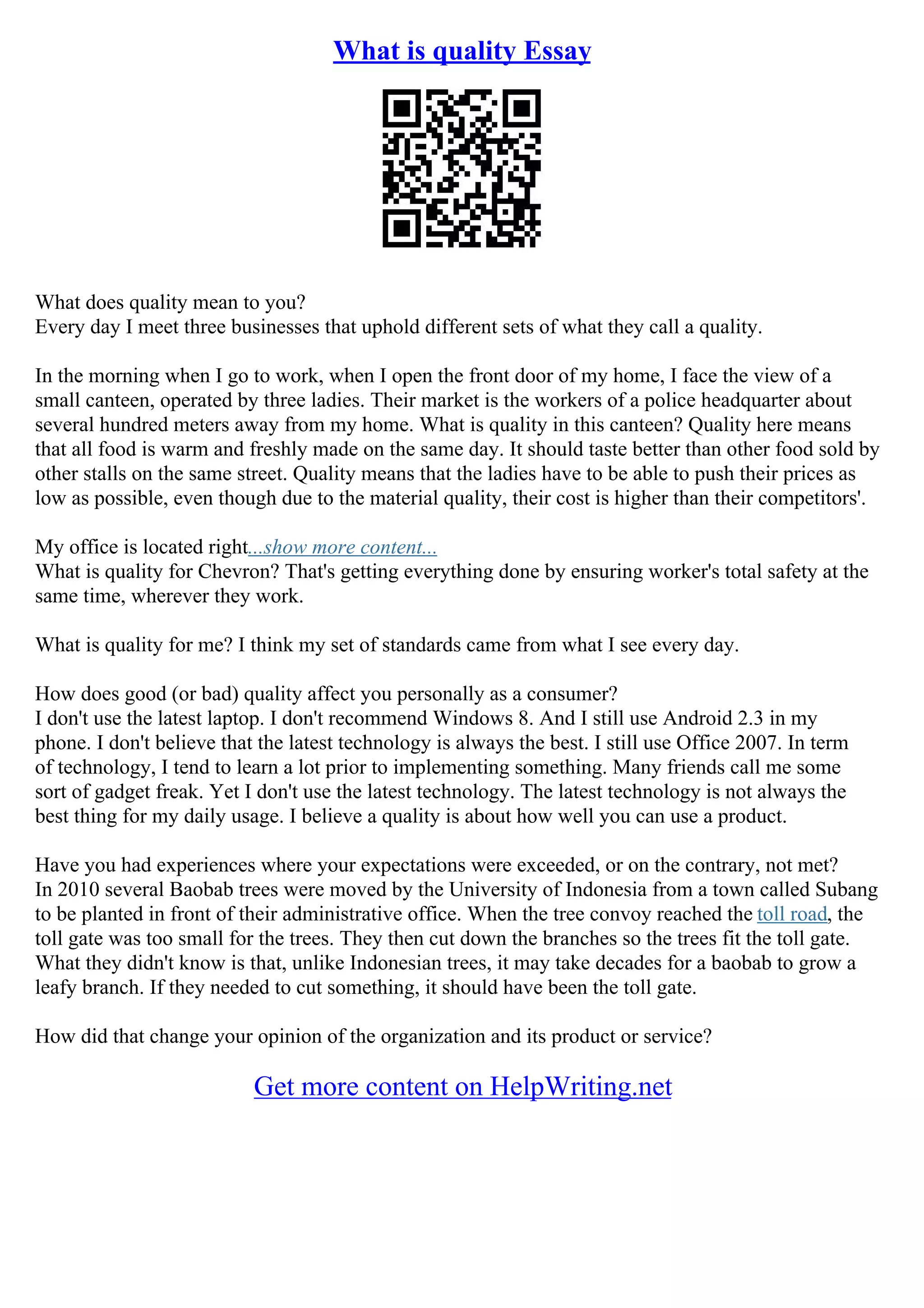Quality Essay | PDF
