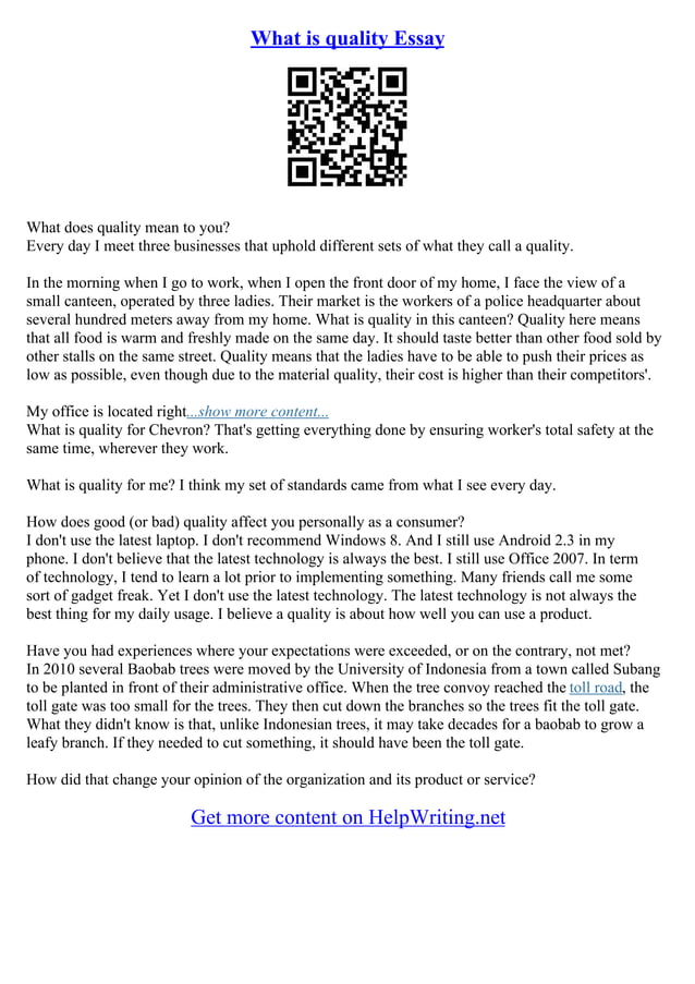 Quality Essay | PDF