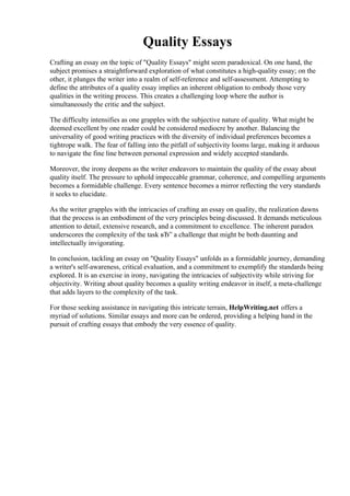 Quality Essays | PDF