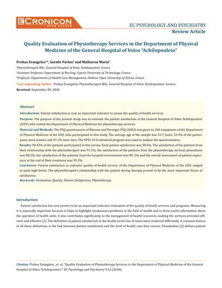 Quality evaluation of physiotherapy services | PDF
