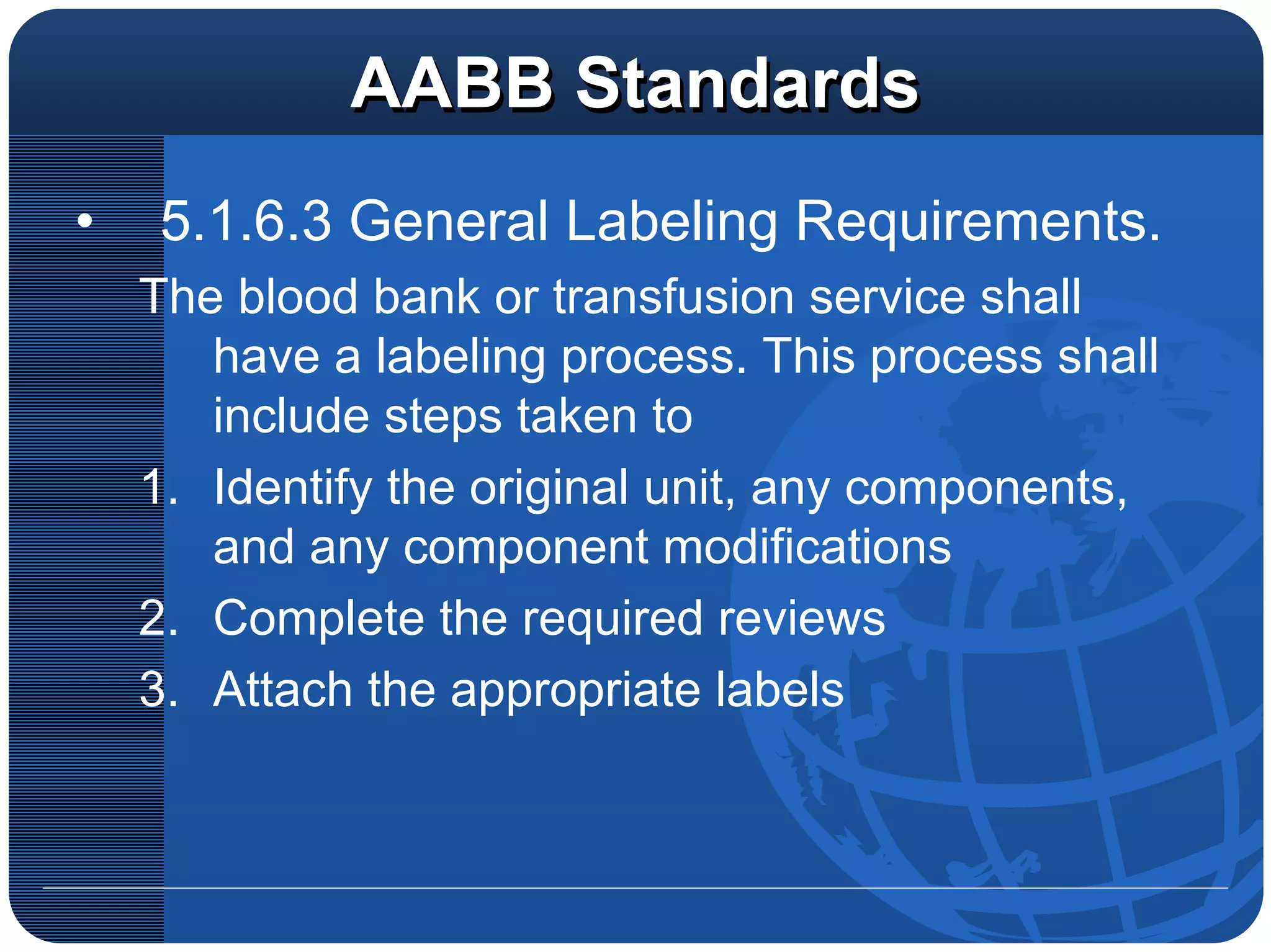 Regulatory Requirements for Labeling Neonatal Blood Components | PDF ...