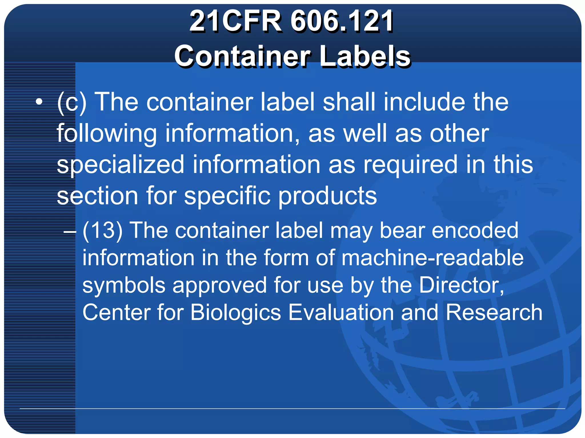 Regulatory Requirements for Labeling Neonatal Blood Components | PDF ...