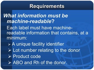 Regulatory Requirements for Labeling Neonatal Blood Components | PDF ...
