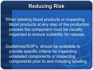 Regulatory Requirements for Labeling Neonatal Blood Components | PDF ...