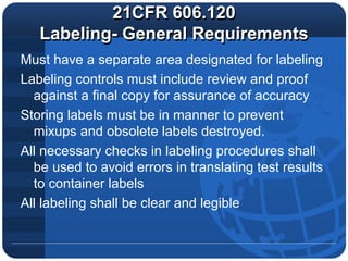 Regulatory Requirements for Labeling Neonatal Blood Components | PDF ...