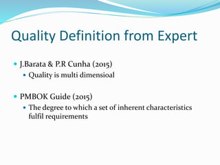 Quality, fulfillment of customer's requirements and spesification | PPT