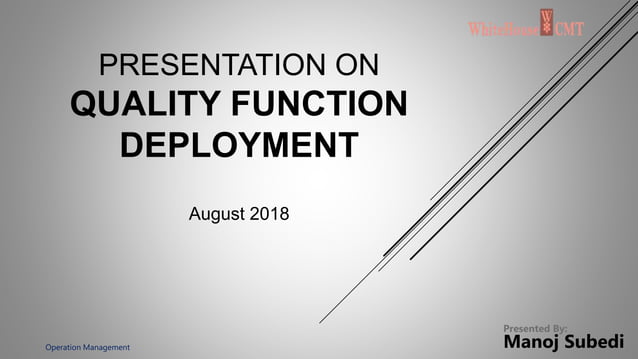 Quality function deployment | PPT