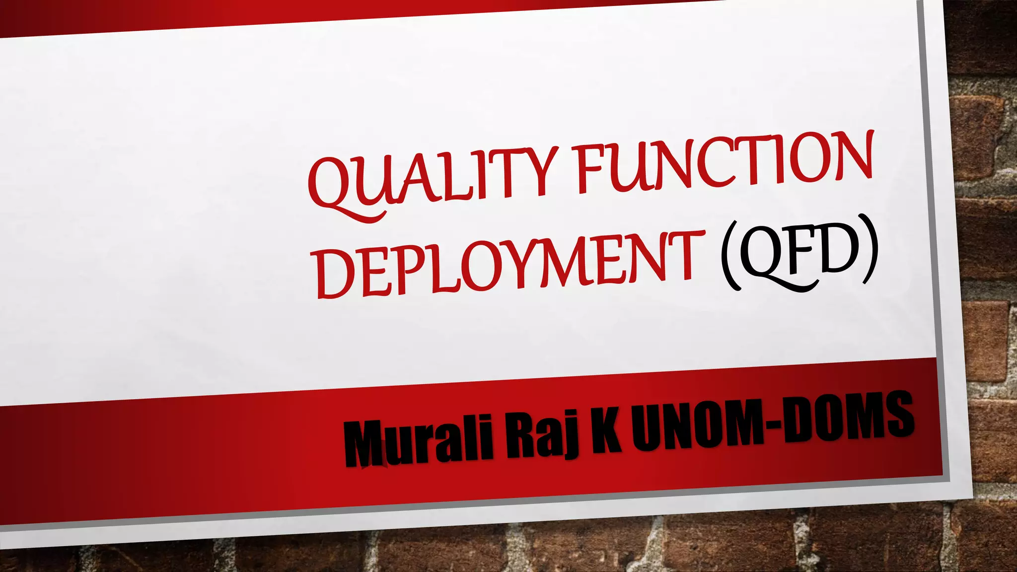 Quality function deployment (qfd) | PPTX