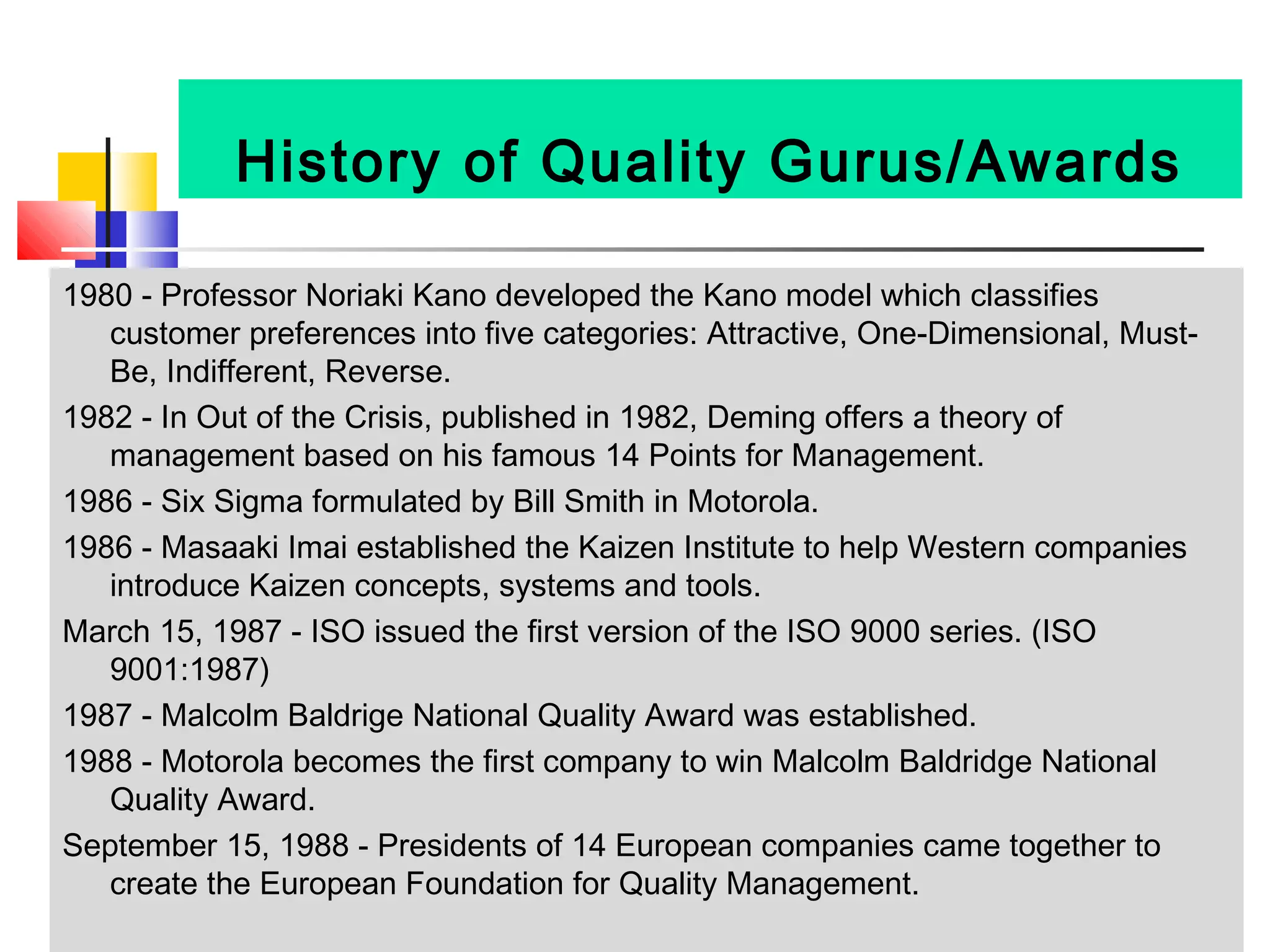 Quality gurus and awards | PPT