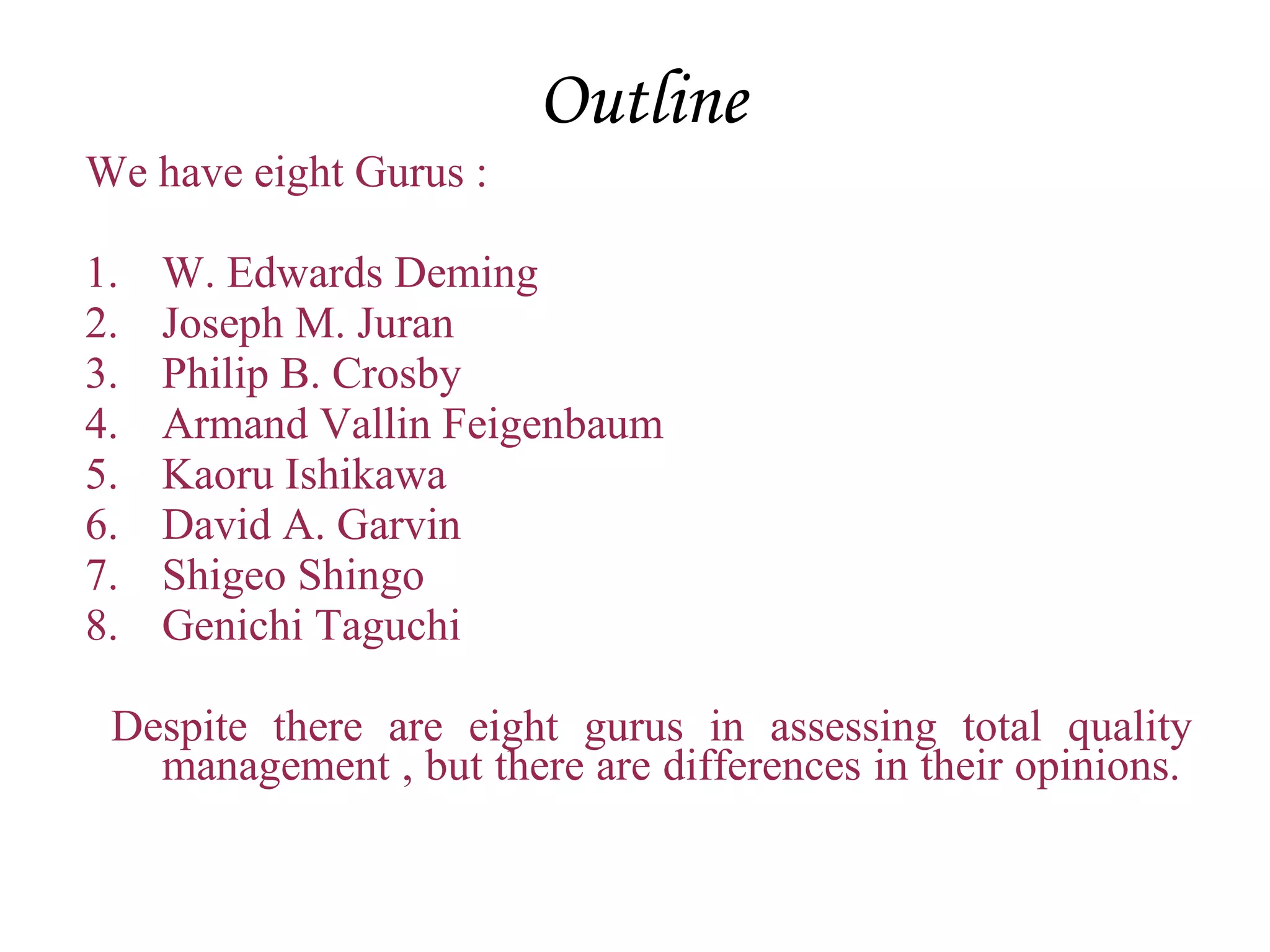 Quality management gurus | PPT