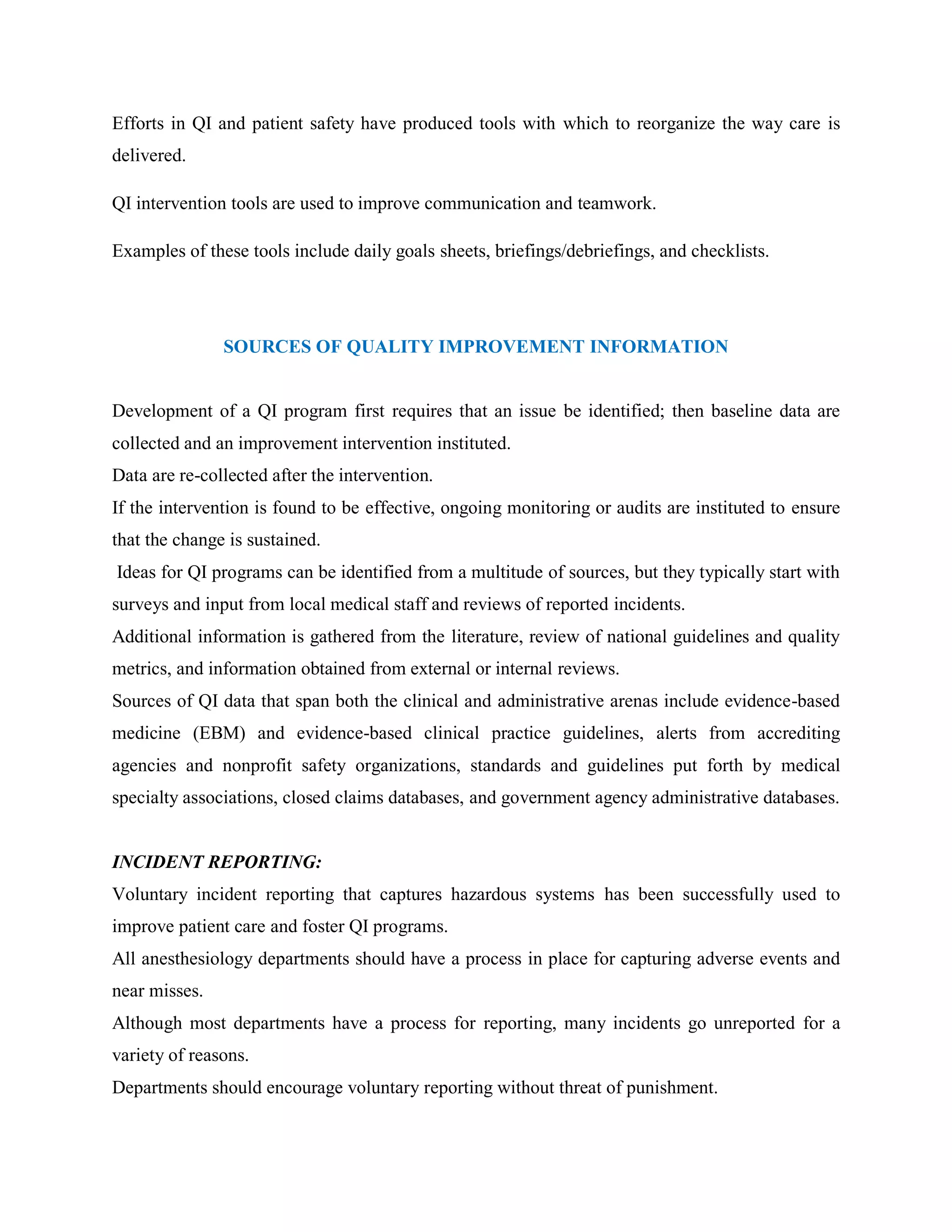 Quality improvement and patient safety in anesthesia | PDF