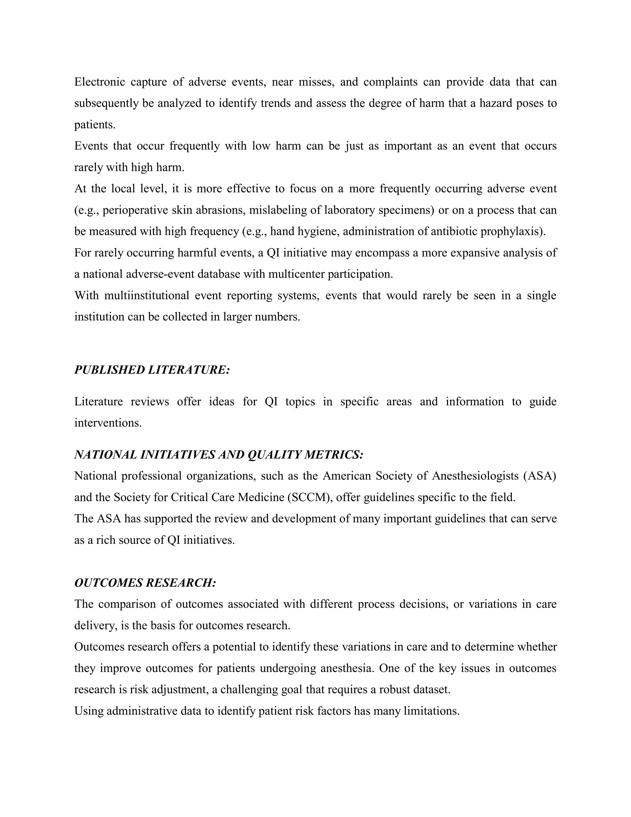 Quality improvement and patient safety in anesthesia | PDF