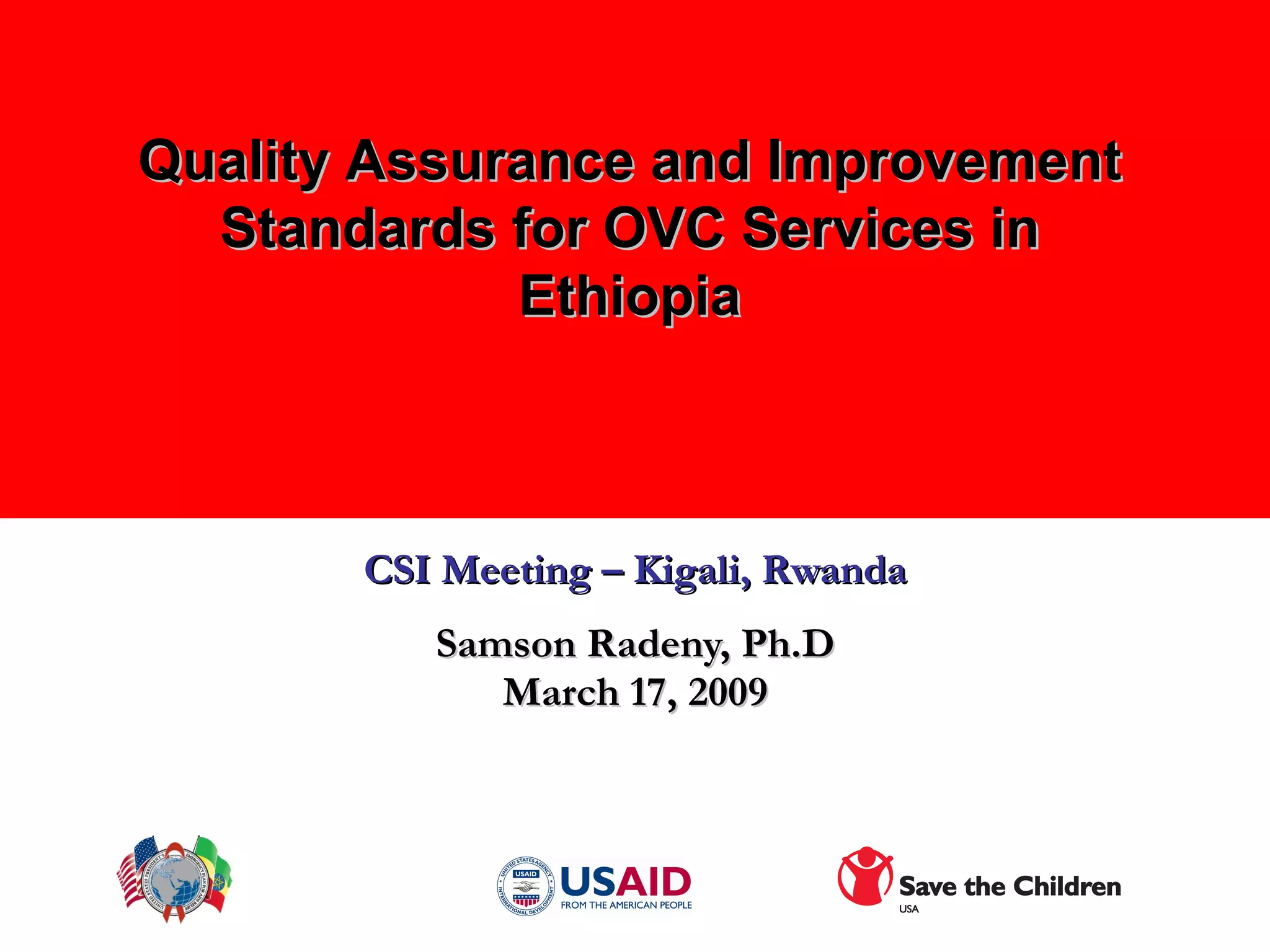 Quality Assurance and Improvement Standards for OVC Services in ...