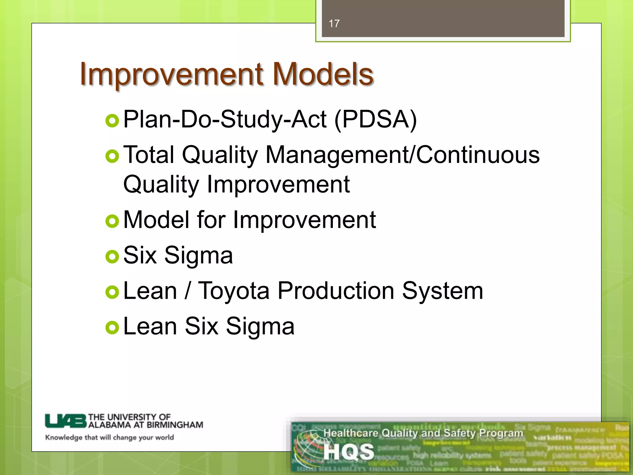Quality Improvement Models: PDSA | PPTX