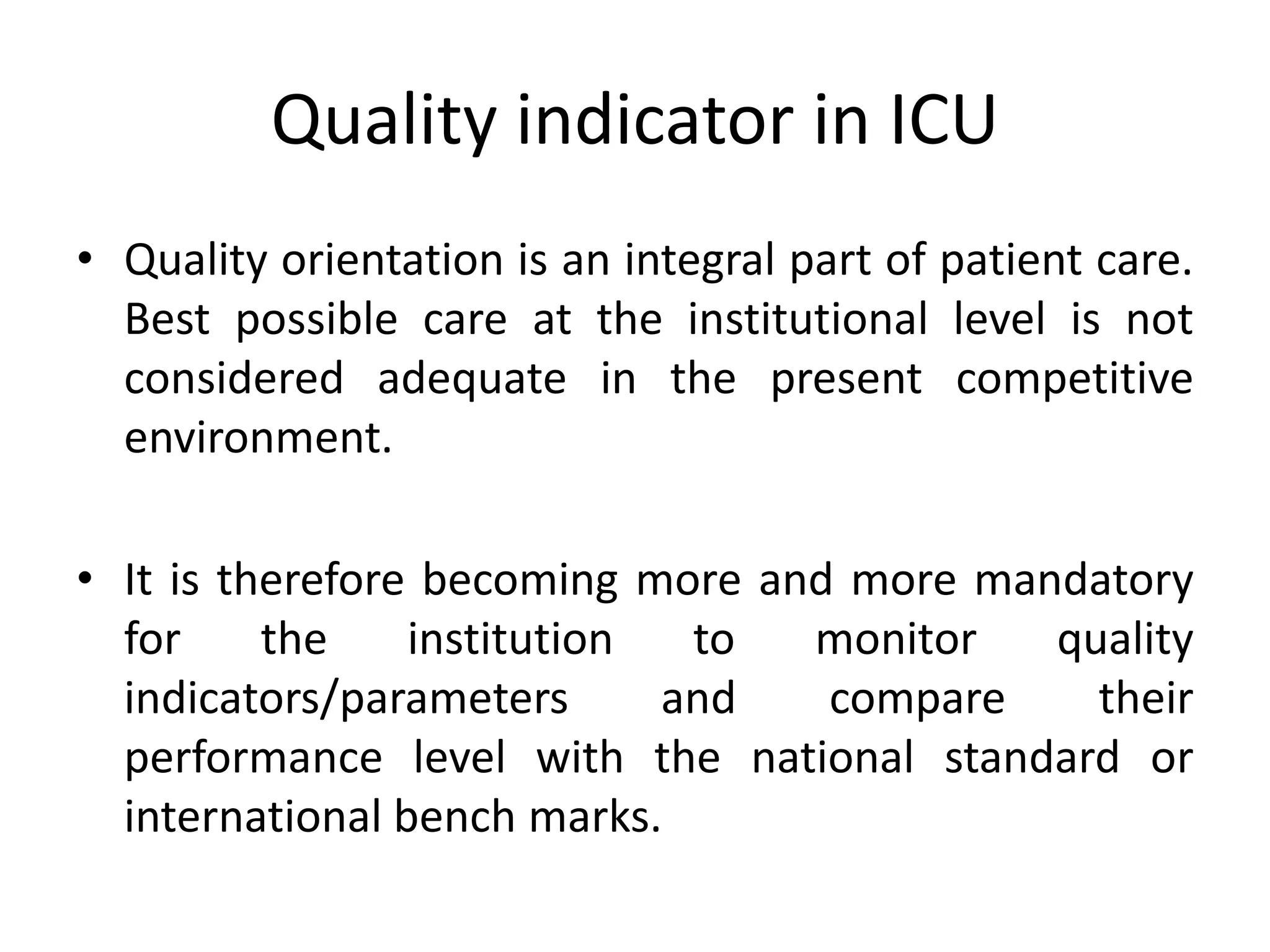 Quality indicator of icu | PPTX