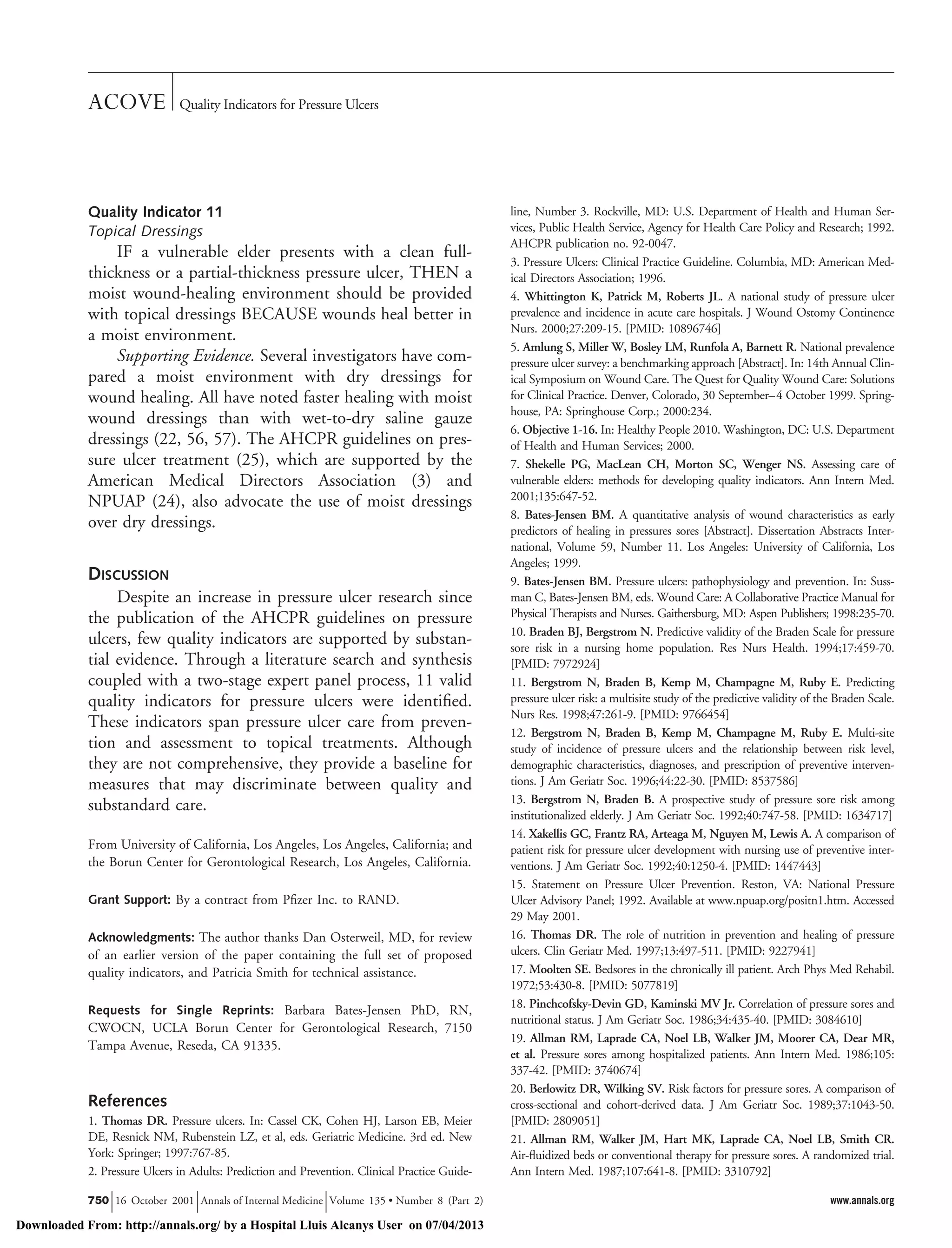 Quality indicators for prevention and management of pressure ulcers | PDF