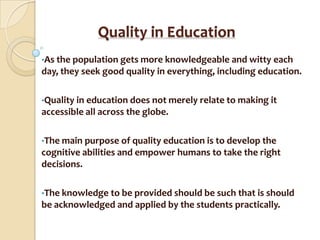 Quality in education | PPTX