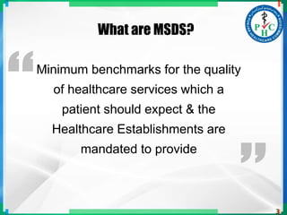 MSDS Indicators by PHC Quality in hospital.pptx