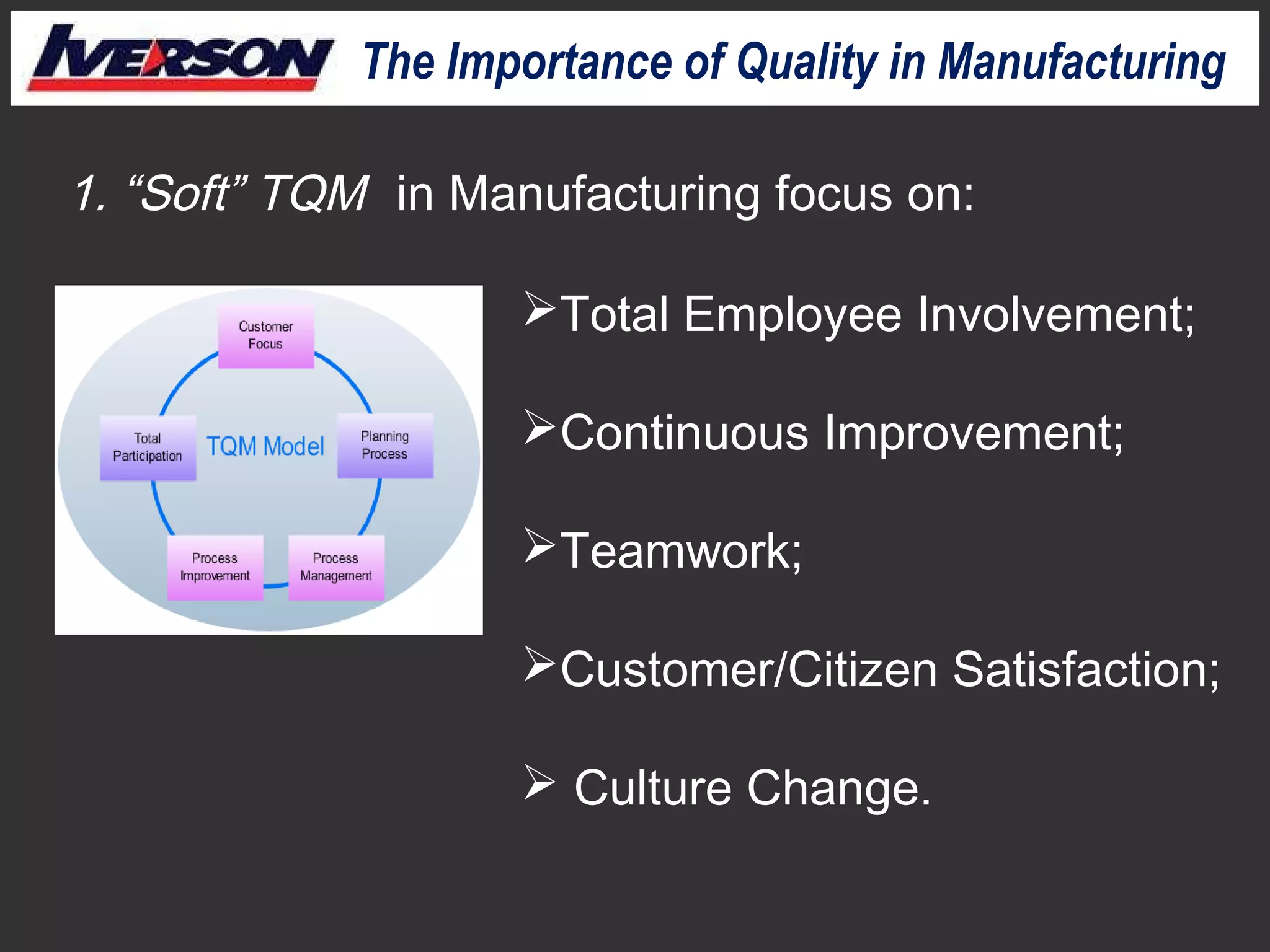 Quality in Manufacturing for Production & Manufacturing | PPT