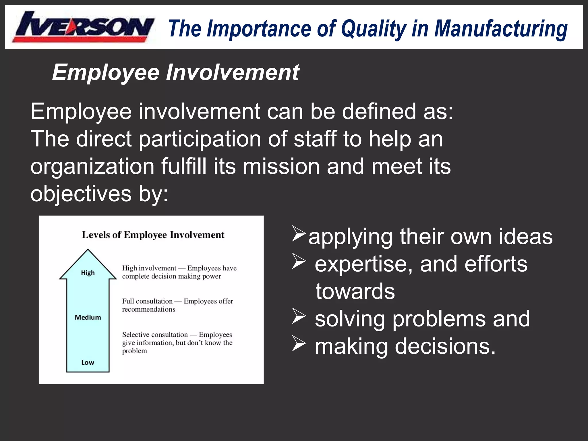 Quality in Manufacturing for Production & Manufacturing | PPT