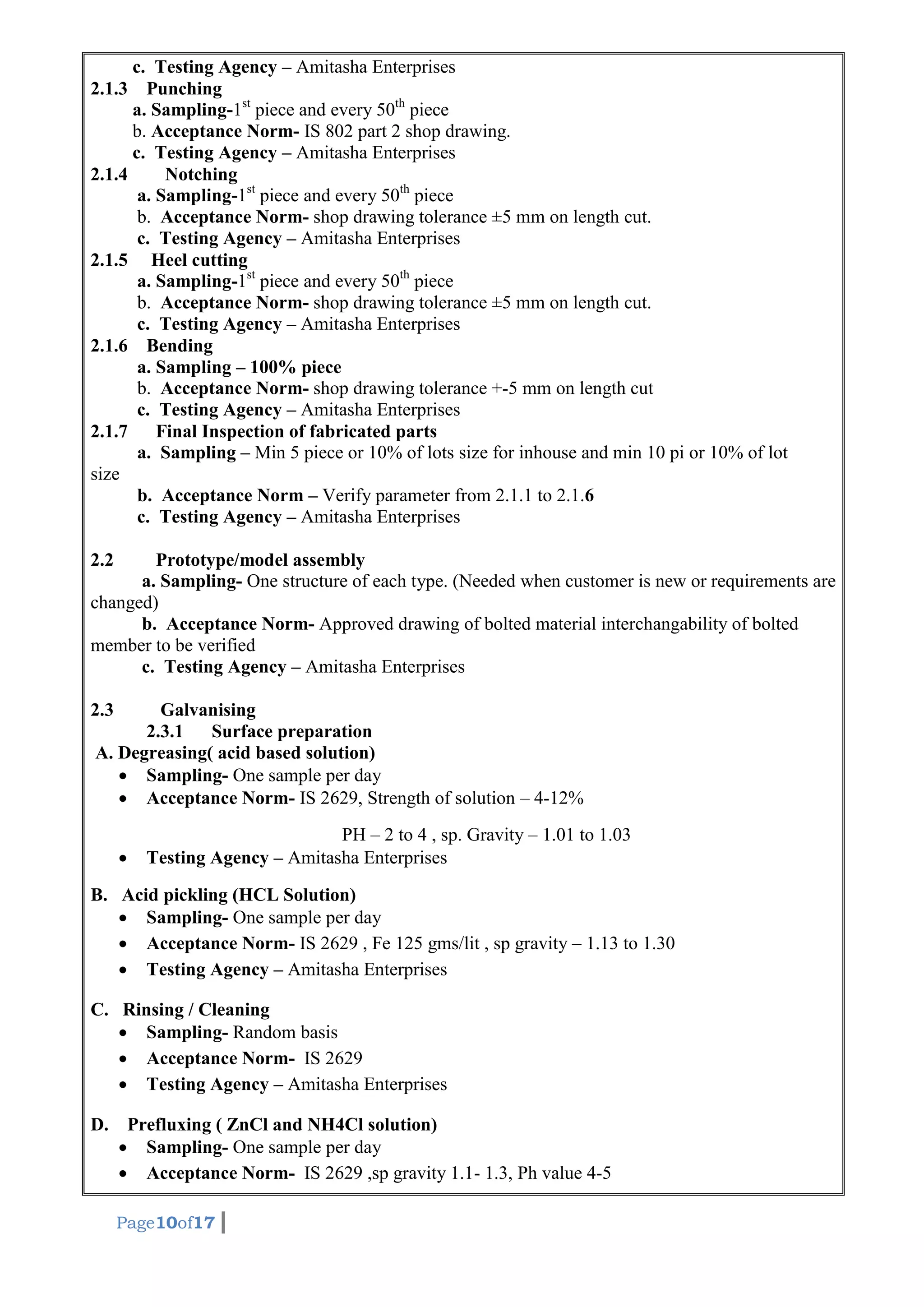 Quality inspection in Manufacturing Of TRANSMISSION Towers. | PDF