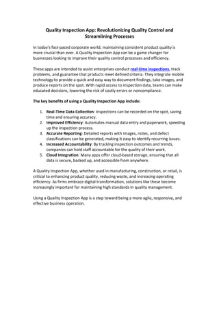 Revolutionize Your Quality Inspections with a Mobile App! 🚀 | PDF