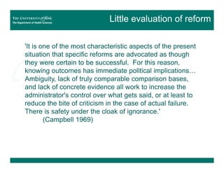 Quality in the NHS: OHE Annual Lecture with Alan Maynard | PDF