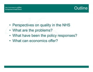 Quality in the NHS: OHE Annual Lecture with Alan Maynard | PDF