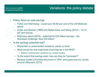 Quality in the NHS: OHE Annual Lecture with Alan Maynard | PDF