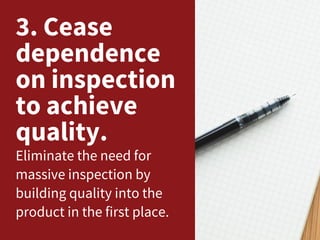 Quality in the Workplace: W. Edwards Deming's 14 key principles | PDF ...