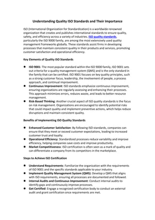 Quality ISO Standards: Ensuring Excellence in Business Processes | PDF