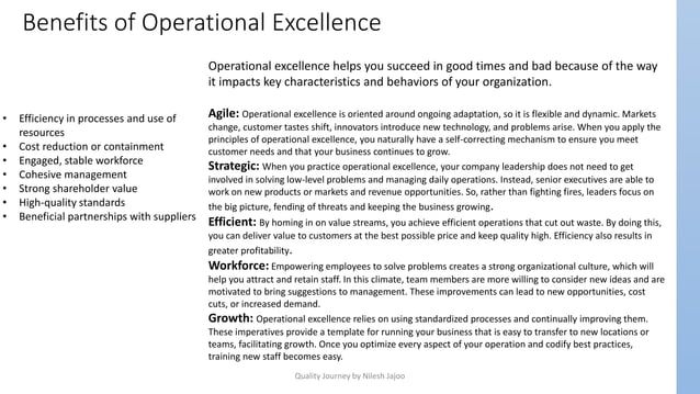 Quality_Journey_--OE Operational Excellence /Process Excellence | PDF