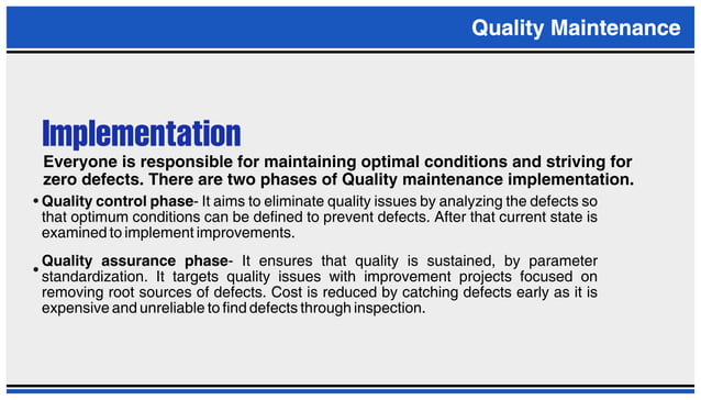 QUALITY MAINTENANCE PPT | PDF
