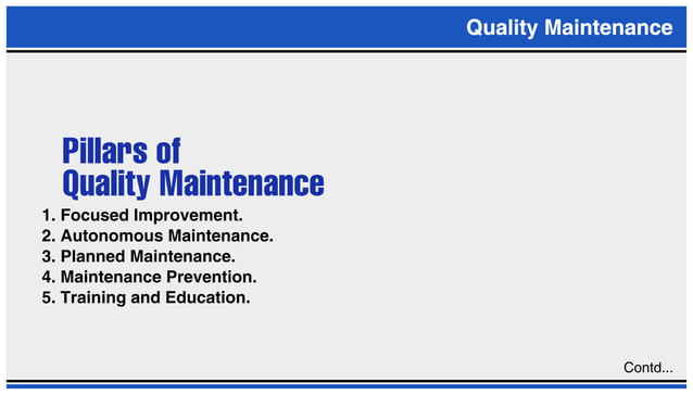 QUALITY MAINTENANCE PPT | PDF