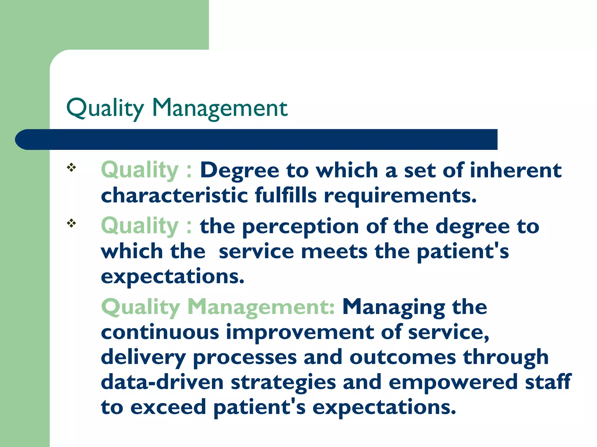 Quality management in nursing profession | PPT