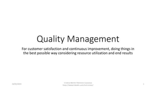 Quality Management - Methodologies and Tools | PPT