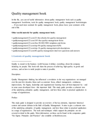 Quality management book | PDF