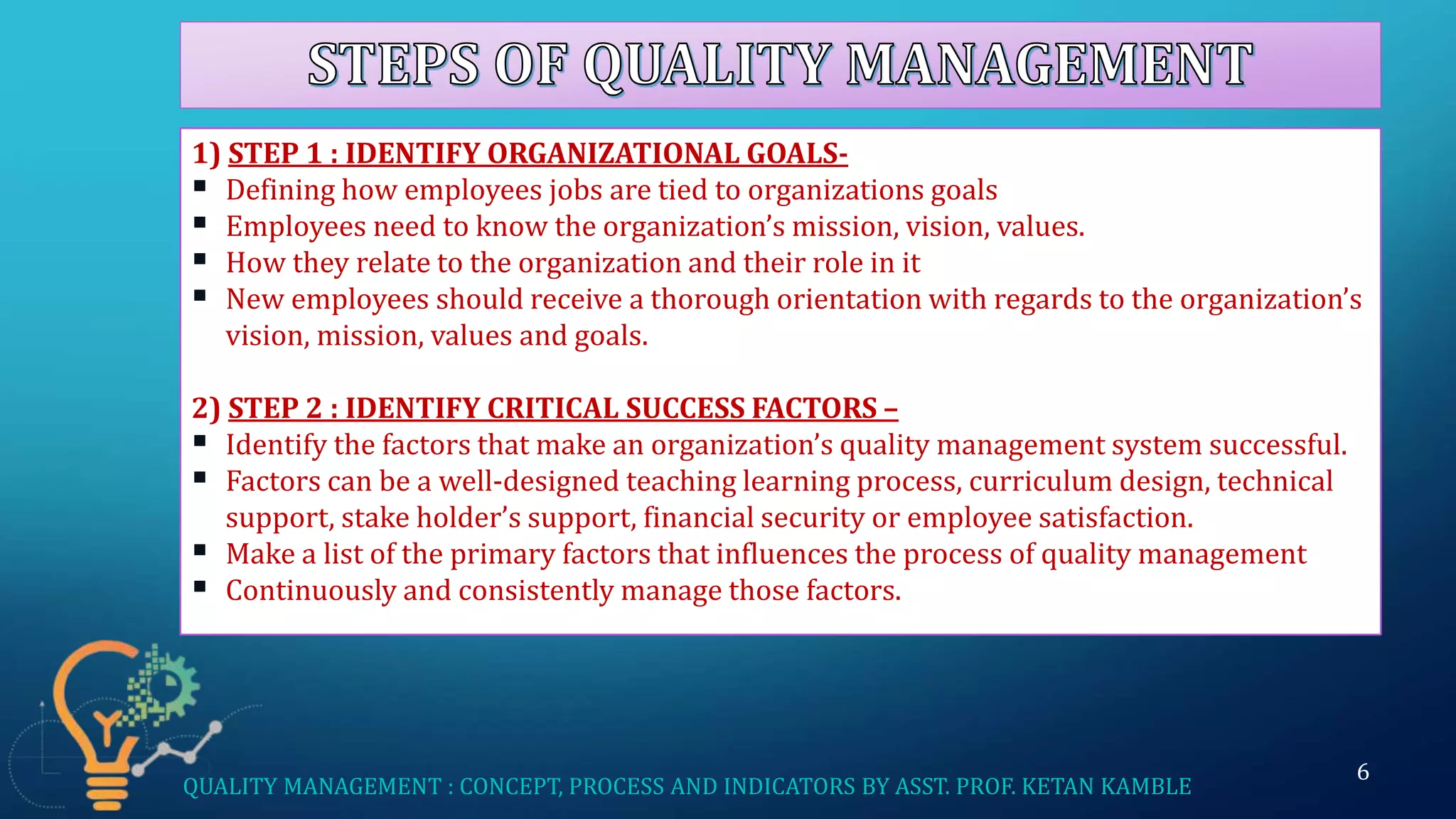 Quality management concept process and indicators | PPTX
